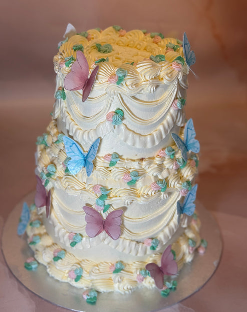 Vintage Flutter Two-Tier Cake | Celebration Cakes Delivered in Romford ...
