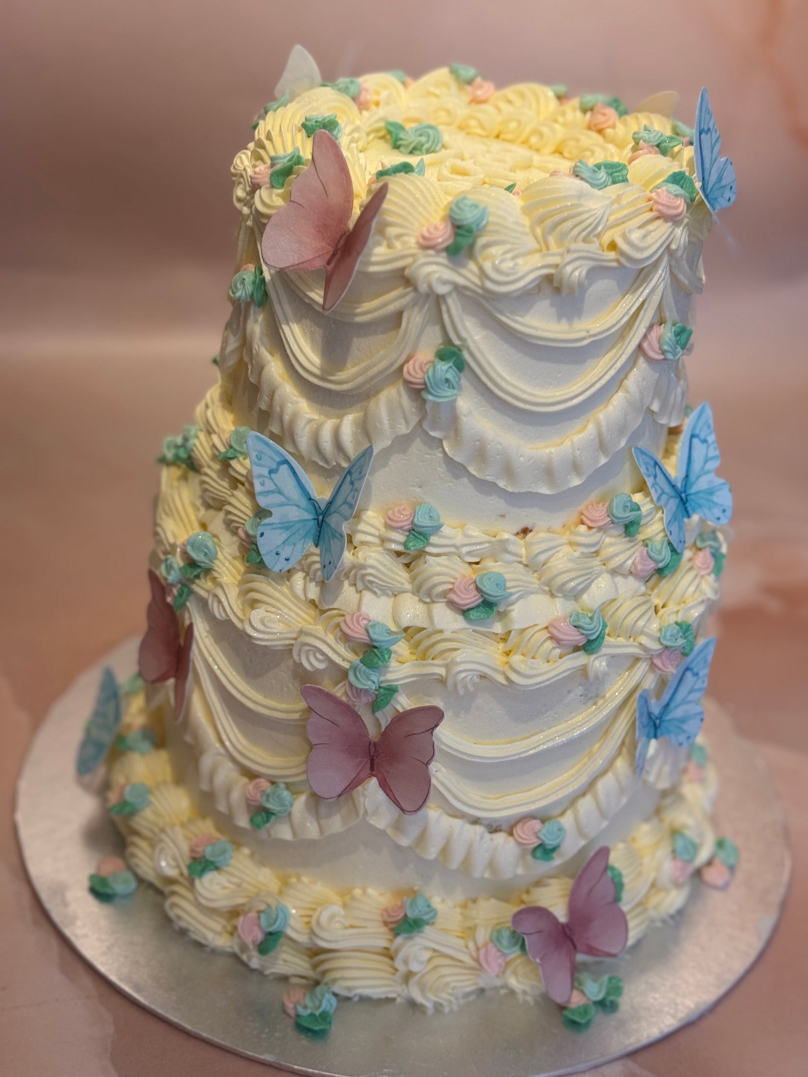 Vintage Flutter Two-Tier Cake | Celebration Cakes Delivered in Romford ...