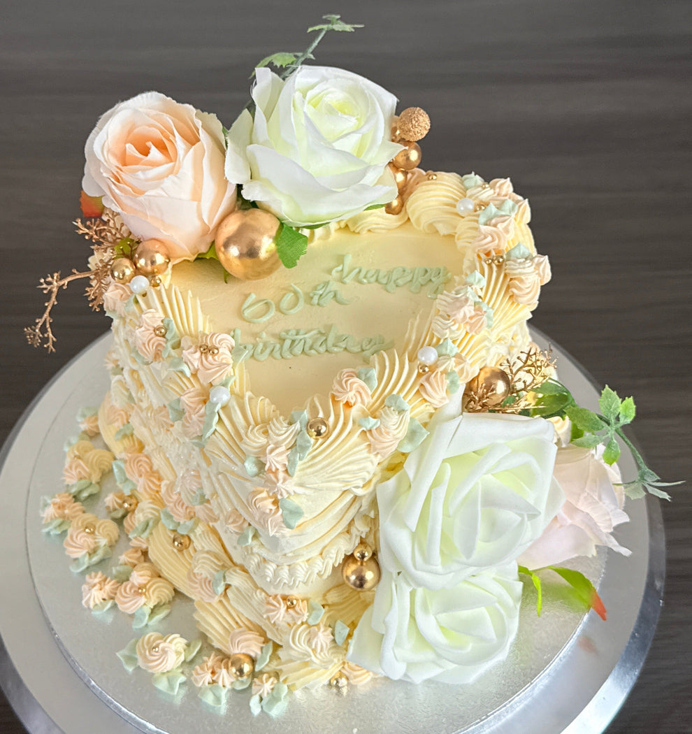 Vintage Floral Heart Cake Delivery Romford & Ilford | Cake Trays - Cake ...
