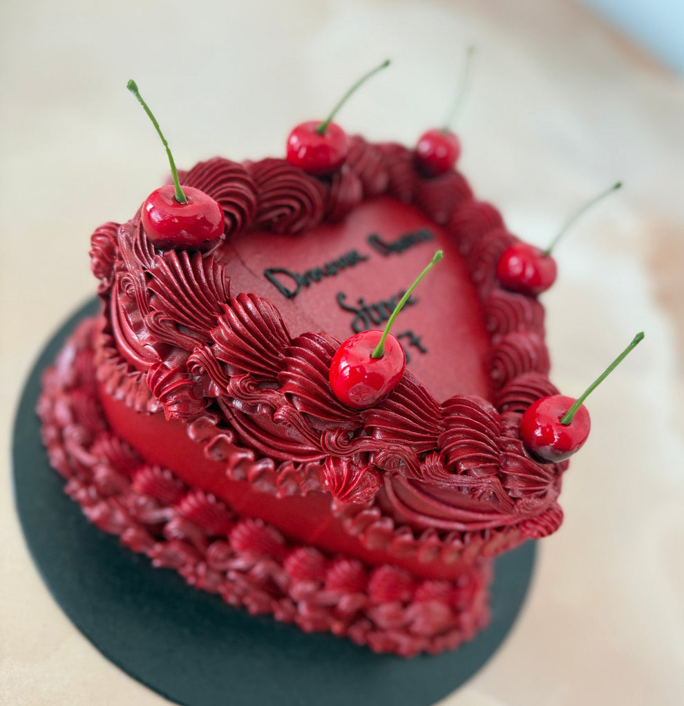 Deep Red Cherry Heart Cake – Walthamstow, Seven Kings, Hackney - Cake Trays